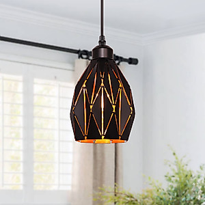 Retro Pendant Light Fixtures 3 Pack Industrial Pendant Lighting Adjustable Hanging Light Fixtures with Geometric Black Metal Shade Farmhouse Pendant Light Ceiling Lamp for Kitchen Island