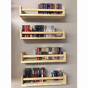 Gneric Floating Shelves for Wall, Burlywood Nursery Book Shelves, 15.7 inch Kids Bookshelf, Wall Shelves for Living Room Bedroom Decor,Kitchen Spice Rack,Bathroom Storage Rack(4 Pack)