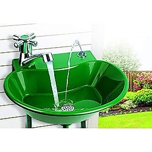 2-in-1 Outdoor Water Fountain and Faucet, Green