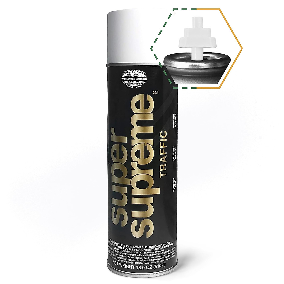 Fox Valley Super Supreme Traffic Spray Paint - Easy To Use Traffic Marking Paint Ideal For Road Lines, Parking Lot Paint - Sidewalk Paint, Warehouse & Factory Floor Paint - 18 oz (Pack of 12), White