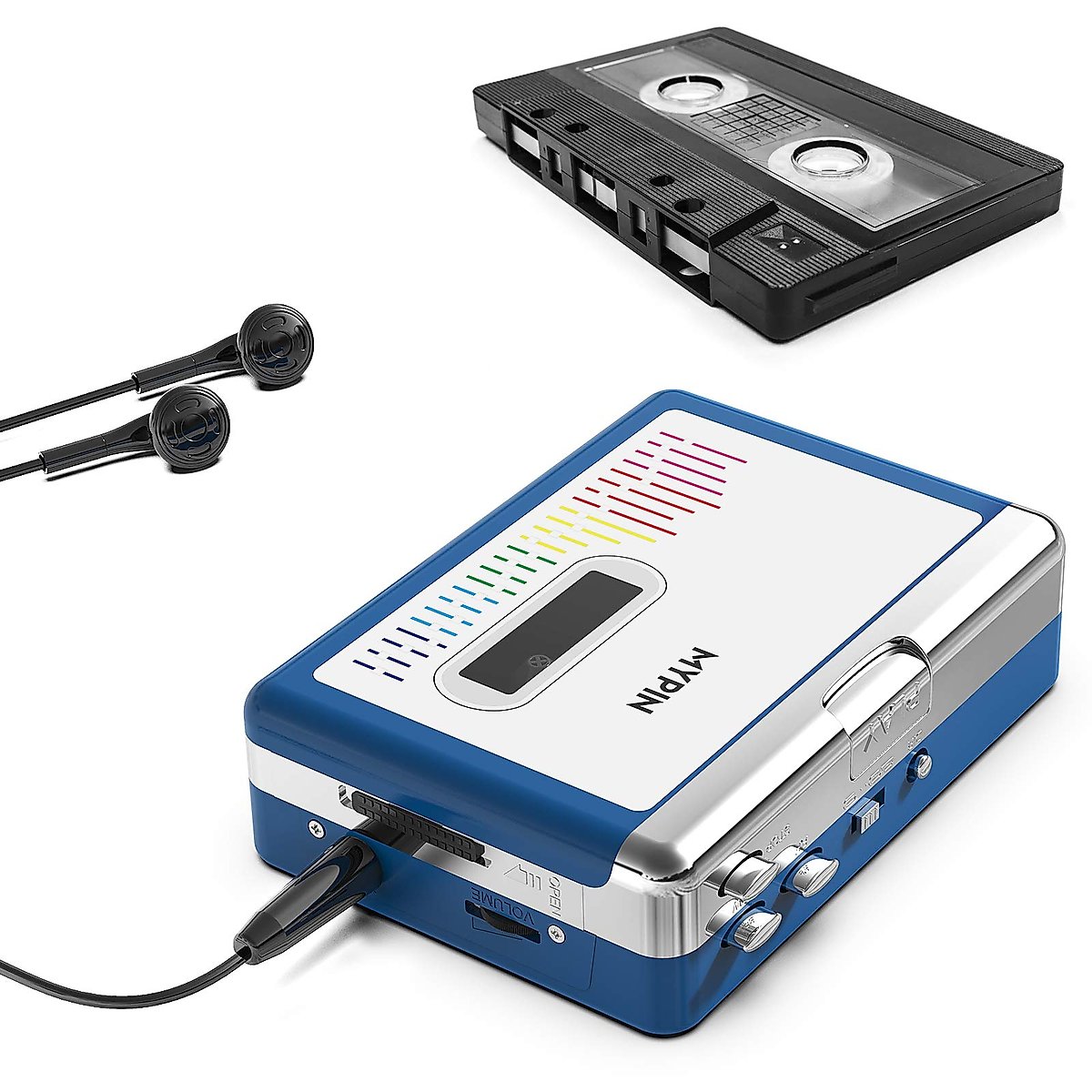 Bluetooth Cassette Player with Headphone, Tape Player Bluetooth Output to Headphone/Speaker,Walkman Portable Cassette Tape Player 2 AA Battery or USB Power Supply, 3.5mm Headphone Jack