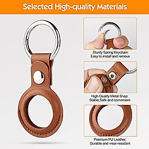 Geemik Airtag Holder -4 Pack, 2 Leather Airtag Keychain & 2 Light Silicone Airtag Case, Apple AirTags Protective Case Accessories with Key Ring for Wallet,Luggage,Cat,Dog,Pets