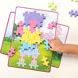 PLUS PLUS - BIG - BIG Picture Puzzles, Pastel Color Mix - Construction Building Stem Toy, Interlocking Large Puzzle Blocks for Toddlers and Preschool