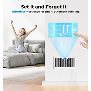 VELLEE Quiet Register Booster Fan Fits 6" x 12" (DUCT OPENING CUTOUT), 10-Speed Control Heating Cooling AC Vent Booster Fan w/Remote Control & Thermostat Control - White