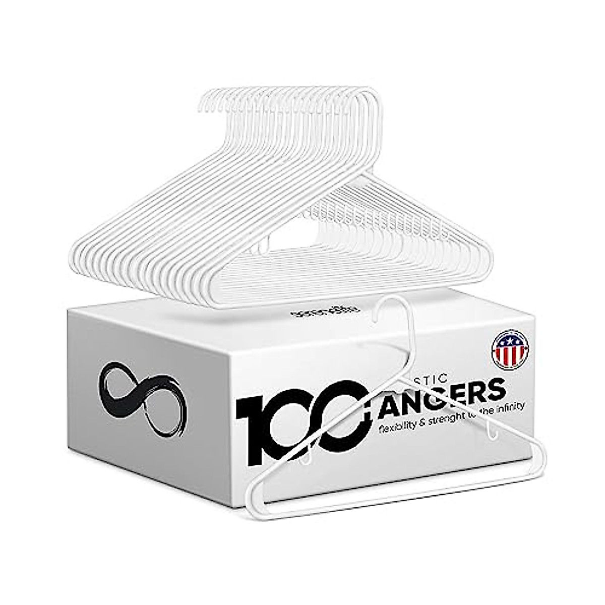 Serenelife White Standard Plastic Hangers - Space Saving Durable Tubular Heavy Duty Clothes Hanger Set Ideal for Laundry/Daily Use, Can Hold Up to 5.5 Lbs. for Coats, Jackets, Pants & Dress(100-Pack)