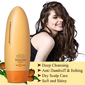 ARGANMIDAS Anti-Dandruff Moisturizing Shampoo for Dry, Flaky and Itchy Scalp - Treats and Prevents Dandruff for Women and Men, 15.3 Fl Oz