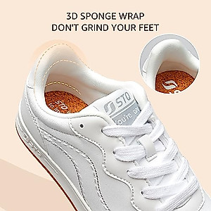 STQ White Sneakers for Women Comfortable Walking Sneakers Lightweight Tennis Shoes Breathable Canvas Sneakers White Size 6