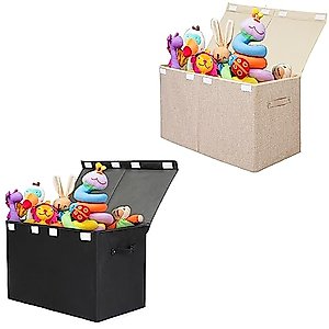 popoly Large Toy Box Chest Storage with Flip-Top Lid, Collapsible Kids Storage Boxes Container Bins