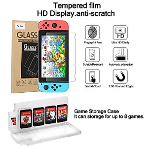 Switch Accessories Bundle for Nintendo Switch, Kit with Carrying Case, Screen Protector,Charging Dock,Compact Playstand,Protective Case,Game Case,Joystick Cap,Grip (16-in-1)