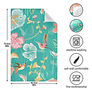 SLHKPNS Bright Hummingbird Butterflies Kitchen Dish Towel Set of 4, Hibiscus Floral Spring 18x28in Absorbent Dishcloth Reusable Cleaning Cloths for Household Use