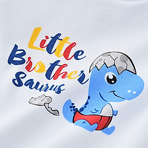 Little Brother Saurus Bodysuit Baby Boys’ Dinosaur Newborn Romper Gift (White, 3-6 Months)