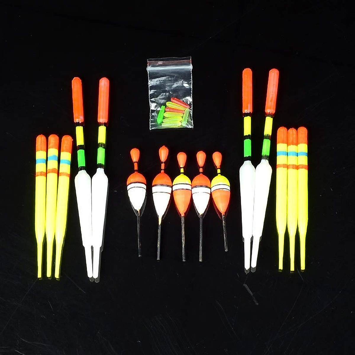 15 pcs Fishing Floats Bobbers Rod Tube Slide Slip Oval Sticks with Rubbers for Saltwater Freshwater Trout Bass Plastic Fishing Tackle Accessories