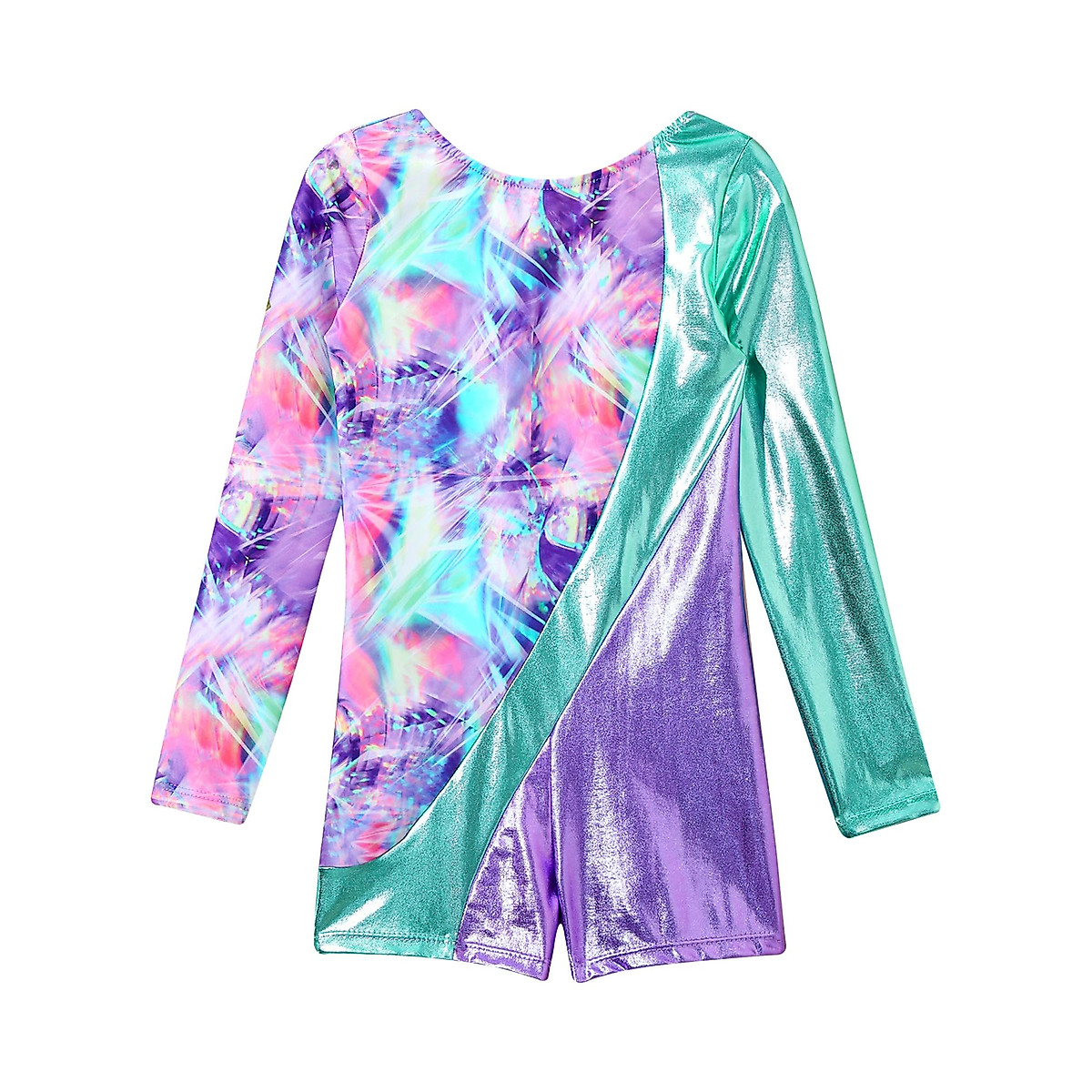 YONGHS Kids Girls Ballet Dance Leotards for Gymnastics Long Sleeve Sports Biketard Shorty Unitard Lavender 6 Years