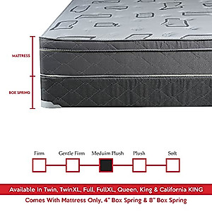 Nutan, 11" Medium Plush Hybrid Euro Top Foam Encased Innerspring Mattress and 4" Wood Box Spring for Mattress, Full XL