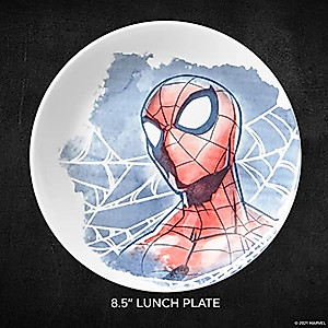Corelle Vitrelle 4-Piece Salad Plate Set, Triple Layer Glass and Chip Resistant, Lightweight Round 8-1/2-Inch Plates Set, Marvel's Spider-Man