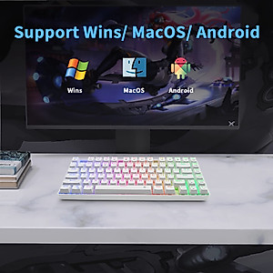 chuangquan Wireless Mechanical Gaming Keyboard, 2.4G/Wired 81 Keys Keyboard, Blue Switches Hotswap, RGB Backlit, High Battery Lasting, for PC Mac