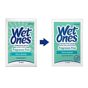Wet Ones Hand and Face Wipes Singles, Unscented Wipes for Sensitive Skin | Individual Wipes, Hand Wipes Individually Wrapped | 24 ct. (6 pack)