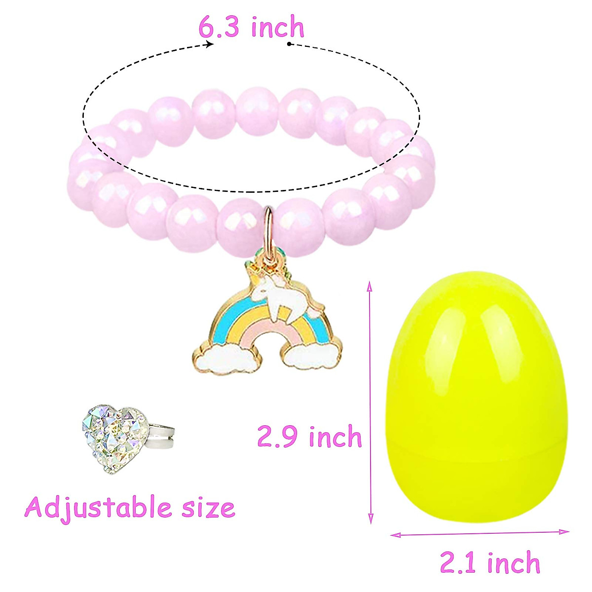 VLUSSO Easter Eggs Easter Basket Stuffers Fillers Filled 4 Pack Eggs with Colorful Bracelet Girls Inside, Colorful Pre Plastic Easter Eggs For Kids Easter Gifts