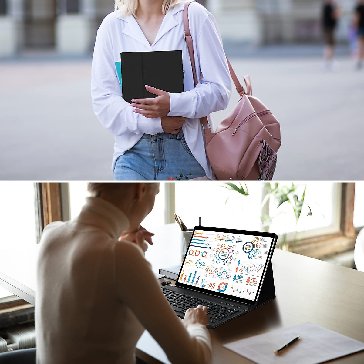 COO Keyboard Case for Microsoft Surface Pro 9 (2022)/Pro 8 13 Inch, Wireless Detachable Keyboard, Multi-Angle Slim Lightweight Protective Cover