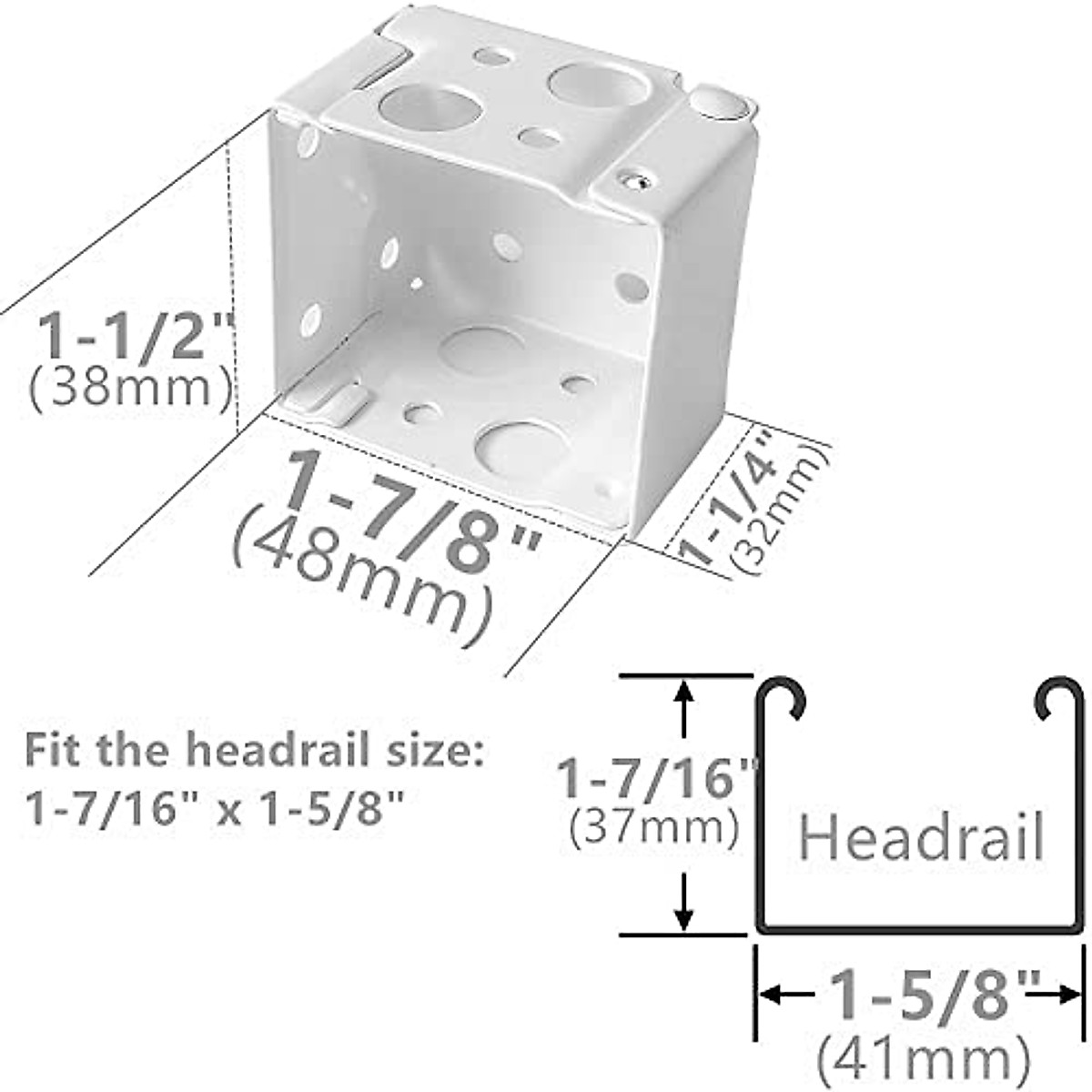Cutelec Box Mounting Bracket 1set for 1-1/2" Blinds White Color Window Blinds Headrail Bracket