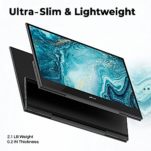 Mobile Pixels Glance Portable Monitor, 16" FHD 1080P Monitor, Travel Monitor with Dual Speakers, Tilt Adjustment & Non-Slip, HDMI USB C Connection Plug & Play Extra Monitor for Laptop, macOS, Windows