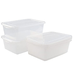 Begale 14 L Plastic Storage Bin, Clear Latch Box and Lid, 4-Pack