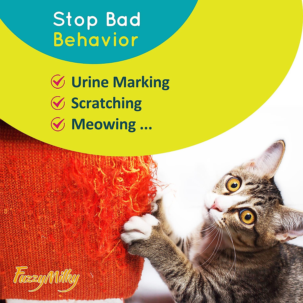 FuzzyMilky Cat Calming Collars - 3 Packs Cat Collar Infused with Pheromones (Orange) for Cat Anxiety Relief