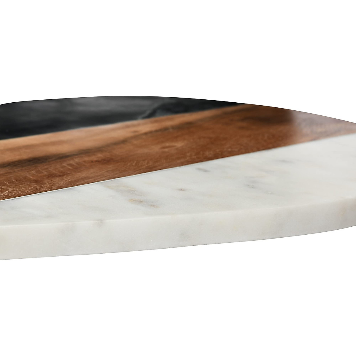 Bloomingville Marble and Acacia Wood Cutting Board with Handle, Multicolor Serving Pieces, 15" L x 15" W x 1" H