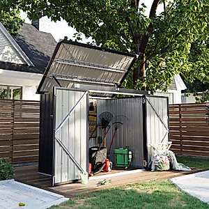 Aoxun 3.3' x 5.6' Metal Storage Shed - Waterproof Outdoor Garbage Can Organizer with Chain Lid, Ideal for Trash Bins, Toys, Garden Tools - Perfect for Garden, Backyard, & Patio Use