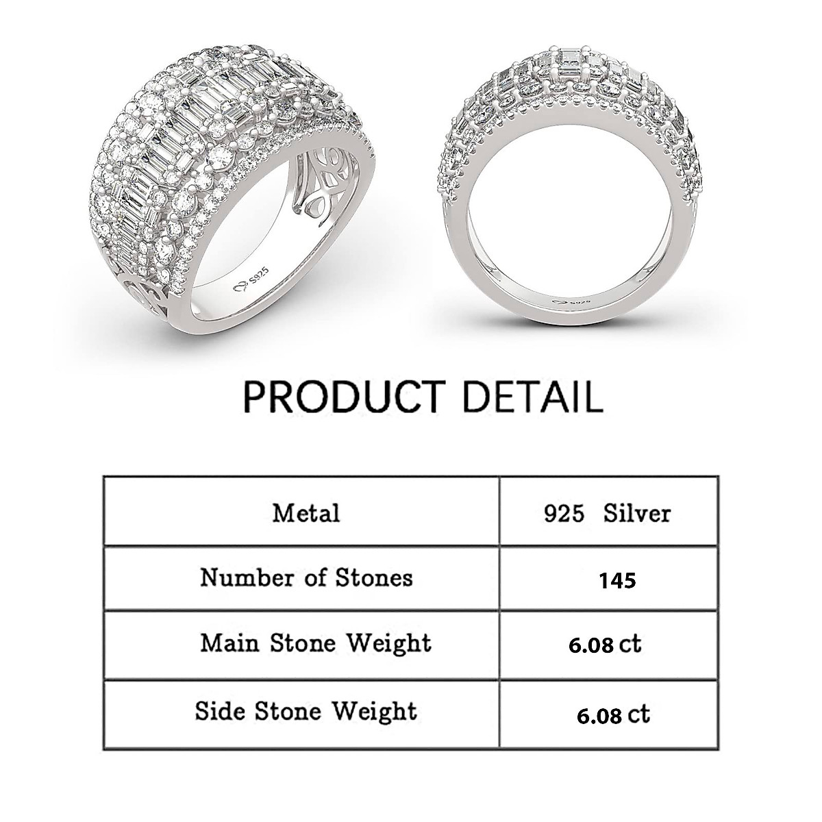 Jeulia Diamond Classic Wide Ring Band:Sterling Silver Brilliant Round Cut Women's Eternity Band Wedding Anniversary Promise Bridal Sets Christmas Thanksgiving Jewelry with Gift Box (White Diamond, 10)