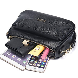 Fashion Shoulder Bag Elegant Women Quality Genuine Leather for Ladies Girl Black