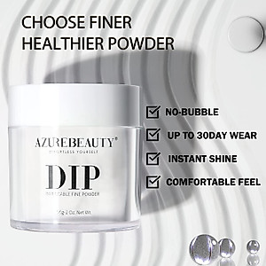 AZUREBEAUTY Dip Powder Clear Color 2Oz/56g, Basic Transparent Acrylic Dipping Powder Crystal French Nail Art Starter Manicure Salon DIY at Home, Odor-Free, Long-Lasting, No Nail Lamp Needed
