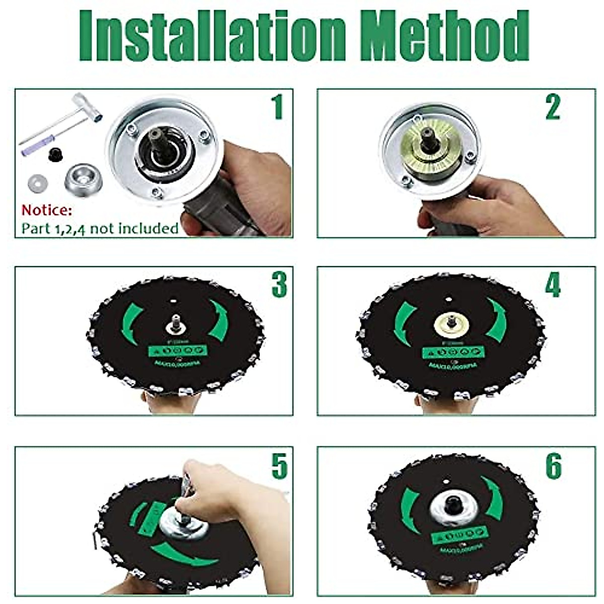 ACEBINTE 9" x 20T Chainsaw Tooth Brush Blades Kit, Cutter Trimmer Weed Eater Blade, Steel Grass Brush Cutter Blade, 2 Blades, with Adapter for Cutter, Trimmer, Weed Eater Chainsaw Tooth…