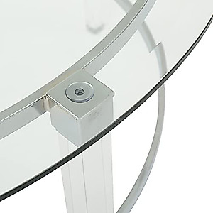 Christopher Knight Home Elowen Modern Round Tempered Glass Coffee Table with Acrylic and Iron Accents, Clear 35.5 in x 35.5 in x 18 in (W x L x H)