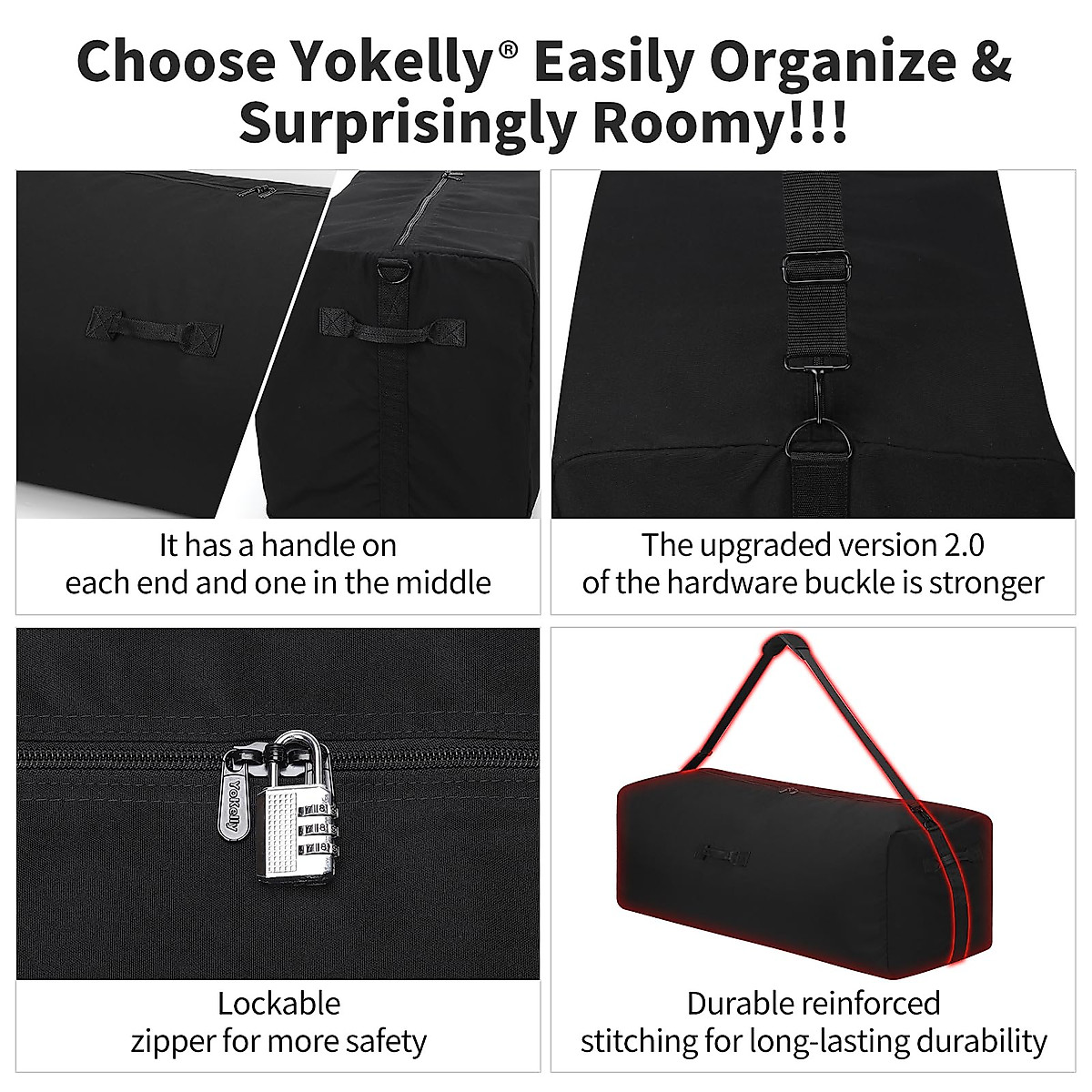 42 Inch Canvas Duffel Bag 150L Extra Large Luggage Duffle for Travel Sport and Camping - Black