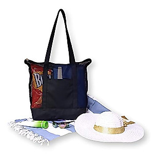 Mesh Beach Tote Bag Black - Good for the Beach - 18 in X 18 in X 5.5 In