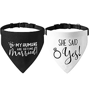 Engagement Gift, My Humans are Getting Married Dog Bandana Collar, Strong D-Ring for Easy Leash Attached Engagement Dog Bandana, Adjustable Dog Collar with Quick Release Buckle for Dogs Cats