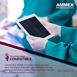 AMMEX White Latex Disposable Exam Gloves, 4 Mil, Powder-Free, Food-Safe, Lightly-Textured, Non-Sterile, Large, Case of 1000