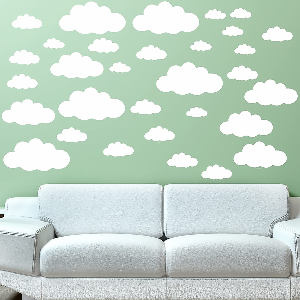 White Clouds for Ceiling Wall Decals, 31Pcs Mixing Size Colud Decal for Kids Bedroom Home Decor Vinyl Cloud Nursery Decals Stickers Baby Room Cloud Wallpaper Art Decoration Poster