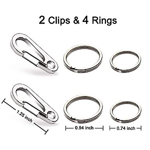 Comtim 2 Pack Dog Tag Clips, Stainless Steel Heavy Duty Quick Clips Pet ID Tag Holder for Dog/Cat Collar and Harness