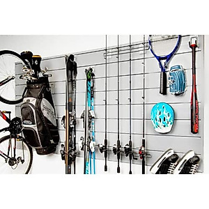 Crownwall Slat Wall Accessories Heavy Duty Steel Locking Hook Kit Slatwall Panels, Easy Storage and Organization for Sports Gear and Equipment (12-Piece)