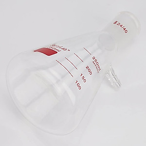stonylab Filtering Flask with 24/40 Standard Taper Outer Joint, Heavy Wall Borosilicate Glass Filter Flask, Bolt Neck with Tubulation, 250 ml