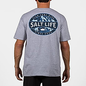 Salt Life Atlas Badge Short Sleeve Classic Fit Shirt, Athletic Heather, X-Large