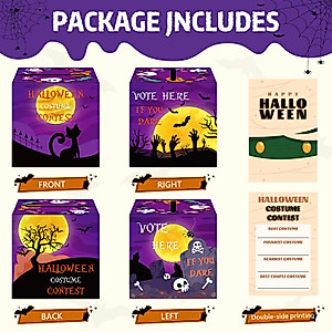 51 Pcs Halloween Party Supplies, Halloween Costume Contest Ballot Box with 50 Voting Cards Party Supplies for Halloween Party Decor