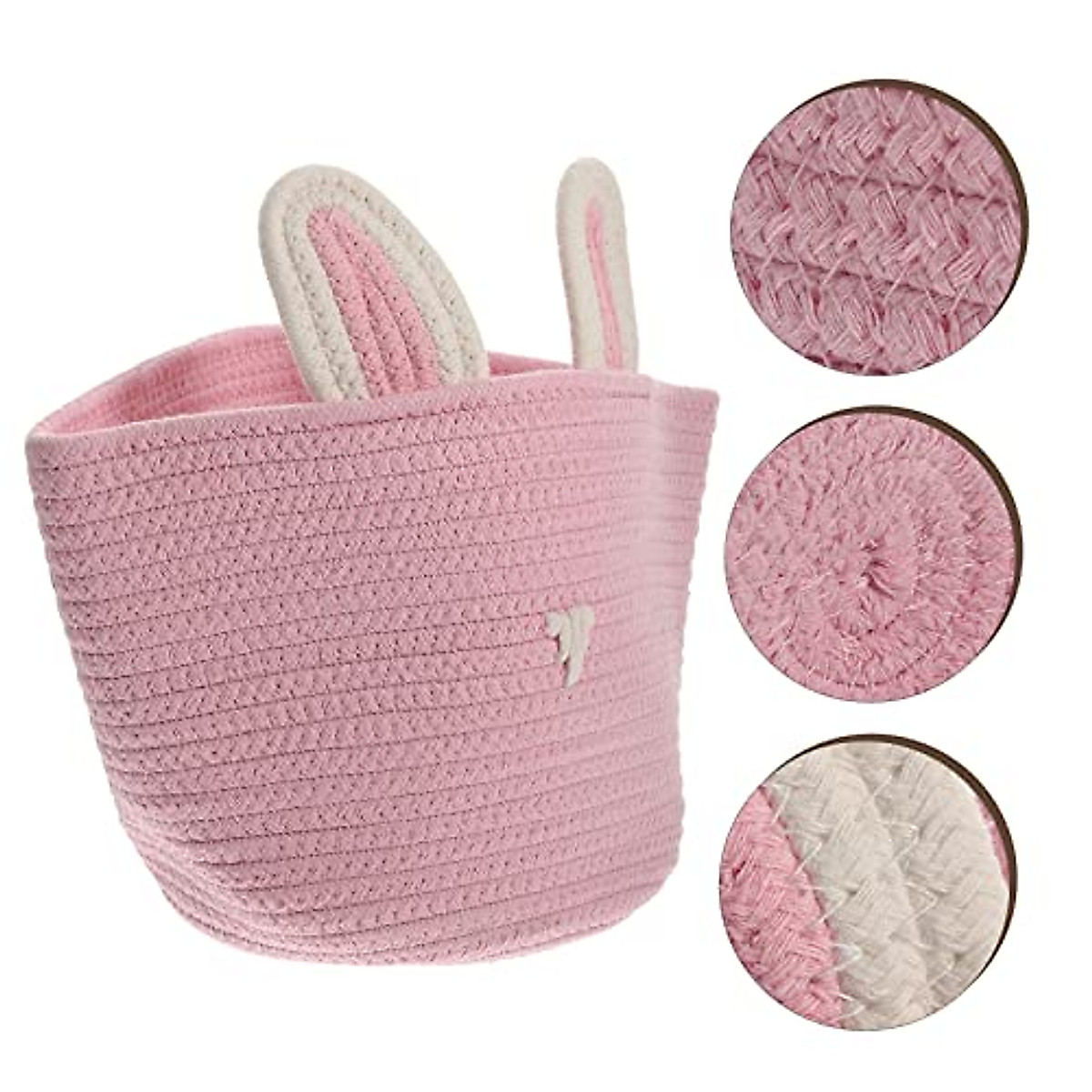 Cabilock Boho Decor Rope Rabbit Basket Snacks for Pink Cotton Rope Household Bohemian Decor