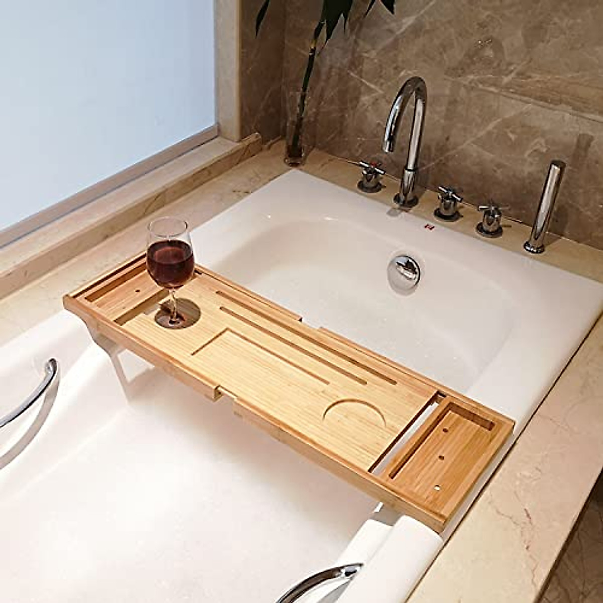 SDGH Extendable Bath Tray Bathtub Tray Spa Bath Tub Caddy Organizer Book Wine Tablet Holder Reading Rack Bathroom Accessories