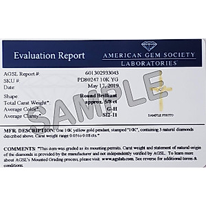 AGS Certified Three Stone Diamond Cross Pendant in 10K Yellow Gold