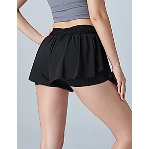 3 Pack Womens Flowy Running Shorts, 2-in-1 Butterfly Skirts with Shorts Underneath Spandex Athletic Casual Gym Workout Lounge (Set 1, X-Small)