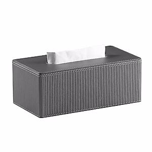 Cretkhp PU Leather Tissue Box Cover with Magnetic Closure, Modern Rectangular Tissue Box Holder Decorative Organizer for Bathroom Vanity Countertop, Night Stands Bedroom Office Desk