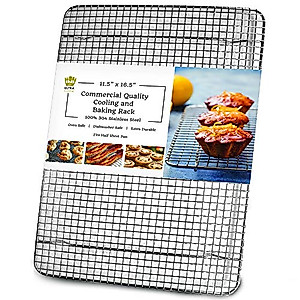 Ultra Cuisine Cooling Rack for Baking and Cooking - 100% Stainless Steel Wire Cooling Rack, Food-Safe, Dishwasher-Safe, Heavy Duty - 11.5" x 16.5" - Tight-Wire Baking Rack fits Half Sheet Pans
